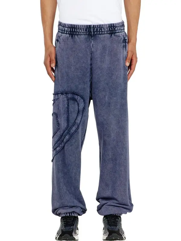DIESEL® Organic Cotton Sweatpants With Oval D Patch - Blue
