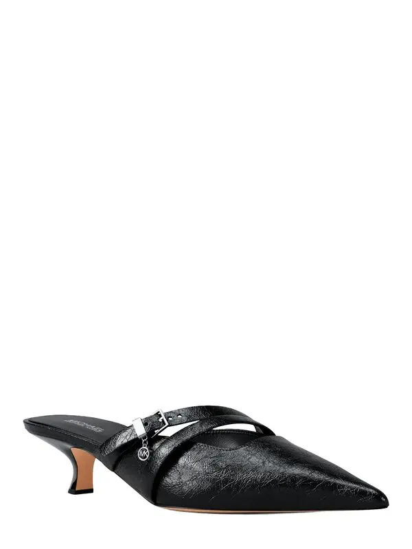 Michael Kors Yvette Crackled Kitten Mule - Black