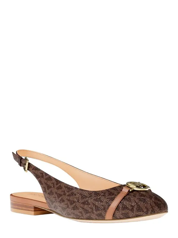 Michael Kors Dori Signature Logo Slingback Flat - Brown