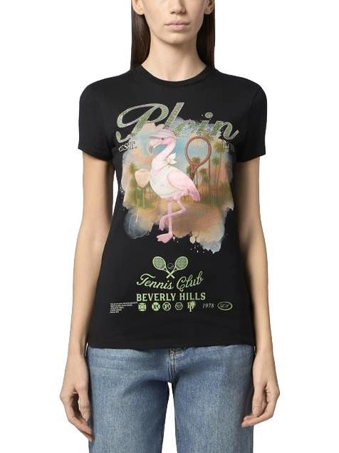 Philipp Plein Sexy Pure Fit T-shirt Tennis Club Strass - Black