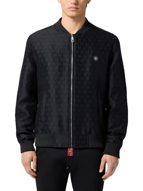 Philipp Plein Bomber Jacket Jacquard Monogram - Black
