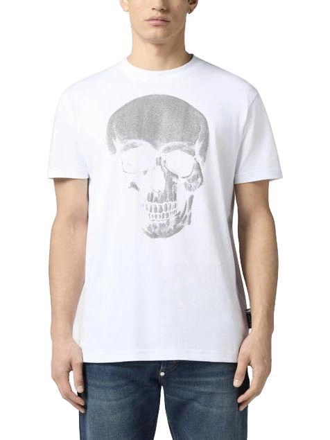 Philipp Plein Round Neck T-shirt Glitter Skull - White