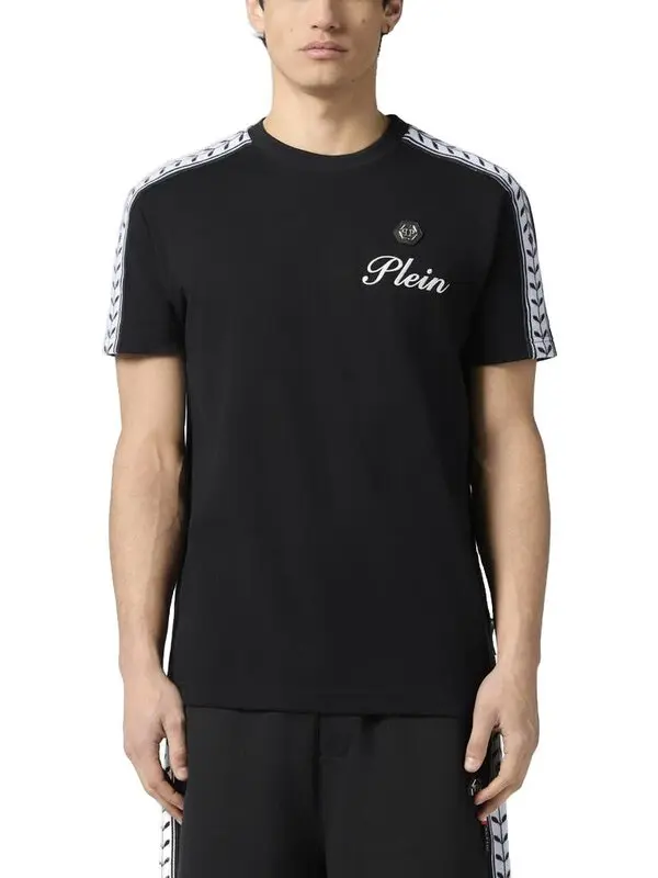 Philipp Plein Piquet Round Neck T-shirt Plein Tennis - Black