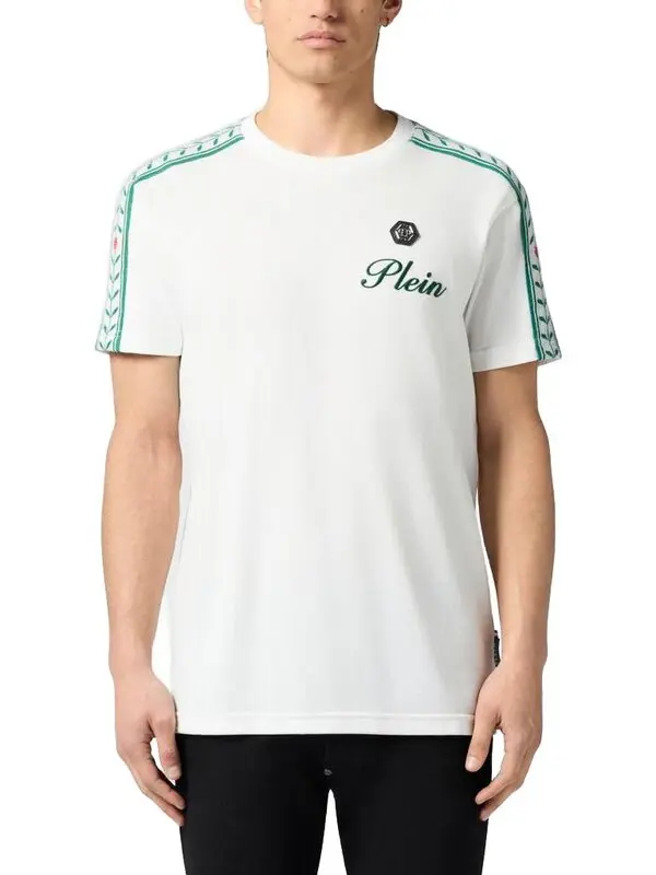Philipp Plein Piquet Round Neck T-shirt Plein Tennis - Offwhite