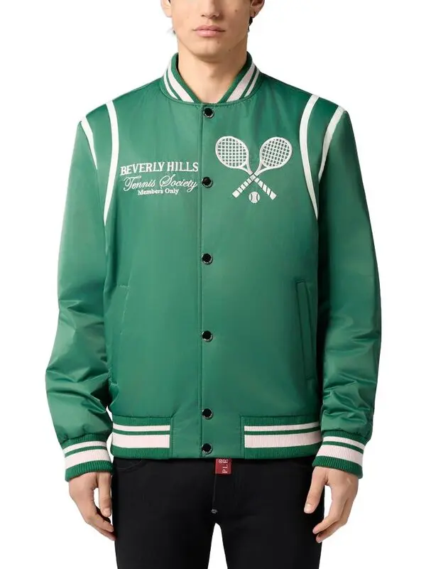 Philipp Plein Varsity Bomber Jacket - Green