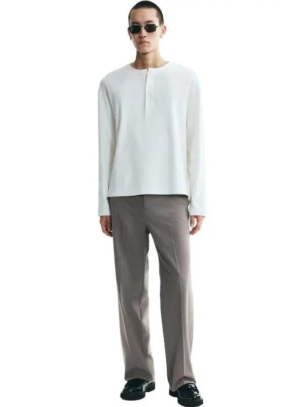 H&M Relaxed-fit Viscose Blend Trousers - Dark Taupe