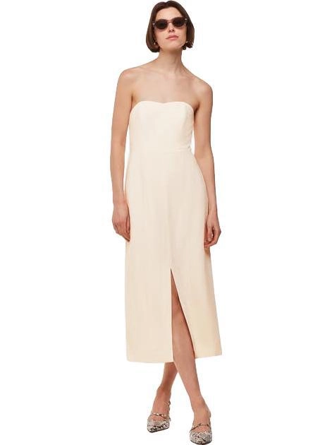 Whistles Bandeau Front Slit Midi Dress - Neutral