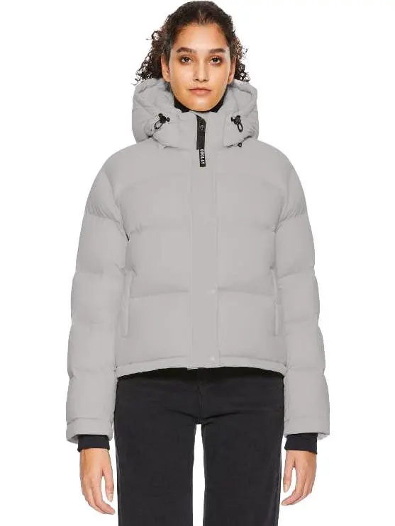 OROLAY Cropped Down Puffer Jacket With Detachable Hood - Gray