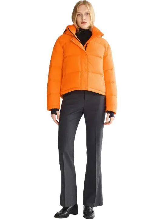 OROLAY Cropped Down Puffer Jacket With Detachable Hood - Orange