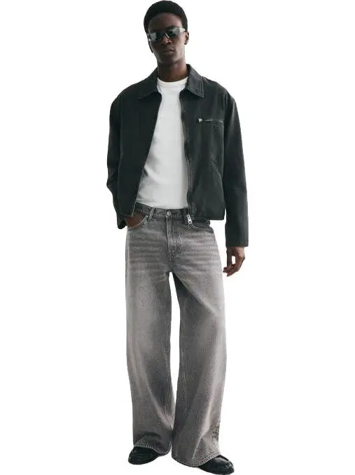 H&M Wide-leg Cotton Denim Jeans - Denim Gray