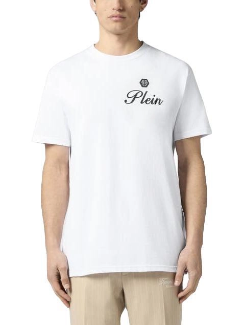 Philipp Plein Round Neck T-shirt Embossed Signature - White