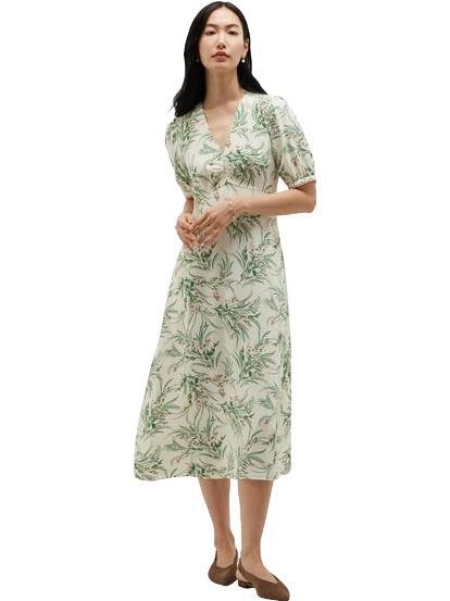 HOBBS LONDON Florentina V-neck Midi Dress - Ivorymulti