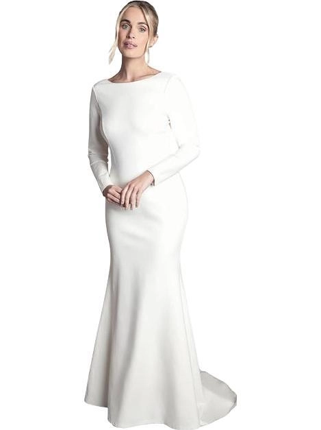 Coast Petite Slash Neck Wedding Dress - Ivory