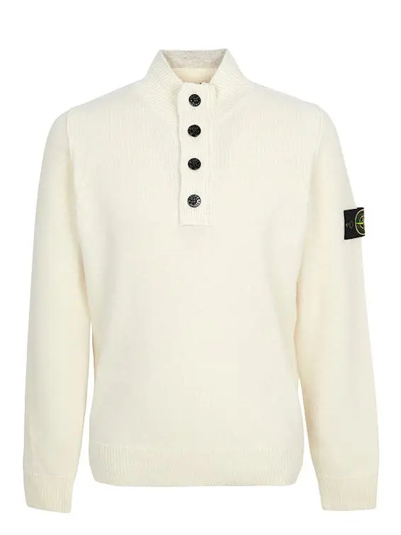 Stone Island Half Zip Up Knitwear - Ivory
