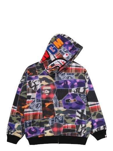 A BATHING APE Crazy Patch Shark Full Zip Jacket - Caise