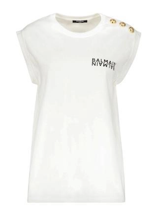 Balmain Cotton Sleeveless Logo Tank - White