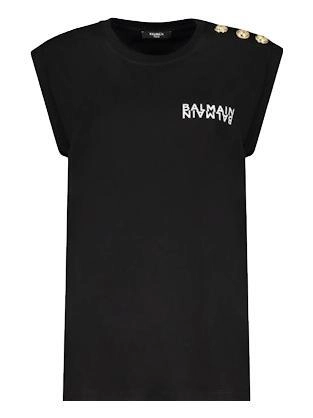 Balmain Sleeveless Logo Tank - Black