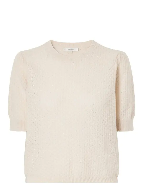 FRAME The Gathered' Honeycomb Cashmere Sweater - Neutrals