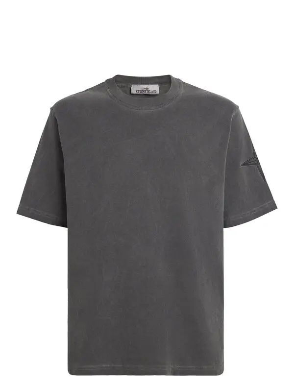 Stone Island Organic Cotton Uneven-dye T-shirt - Black
