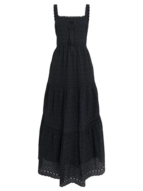 Ulla Johnson Broderie Anglaise Constance Maxi Dress - Navy