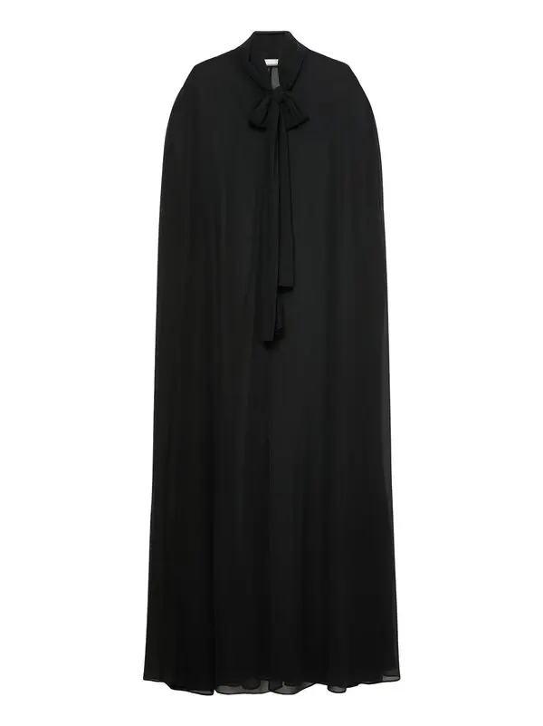 Marina Rinaldi Chiffon Tie-neck Cape - Black