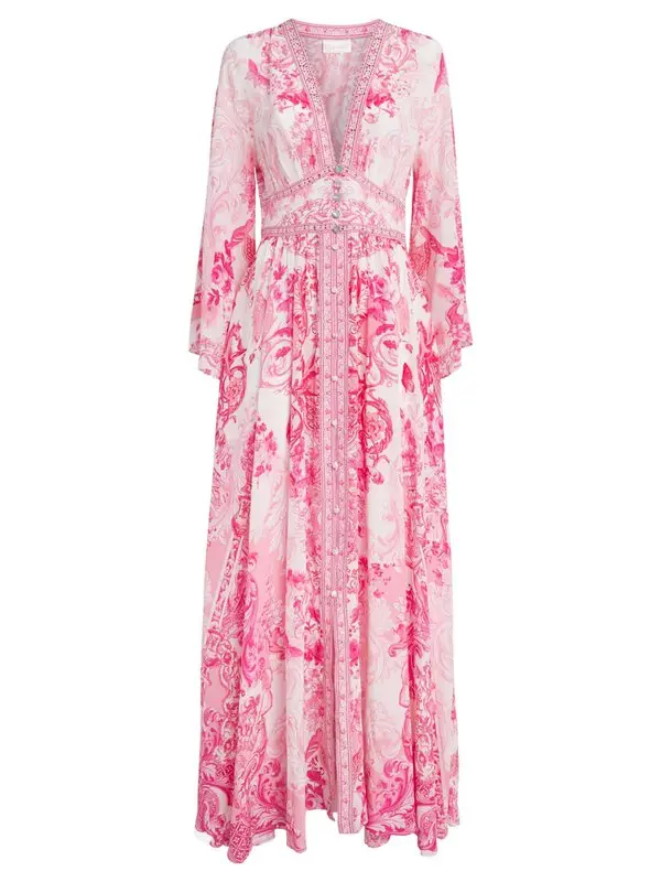 Camilla Silk Printed Maxi Dress - Pink