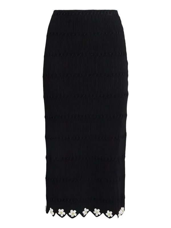 Maje Knitted Embellished Midi Skirt - Black