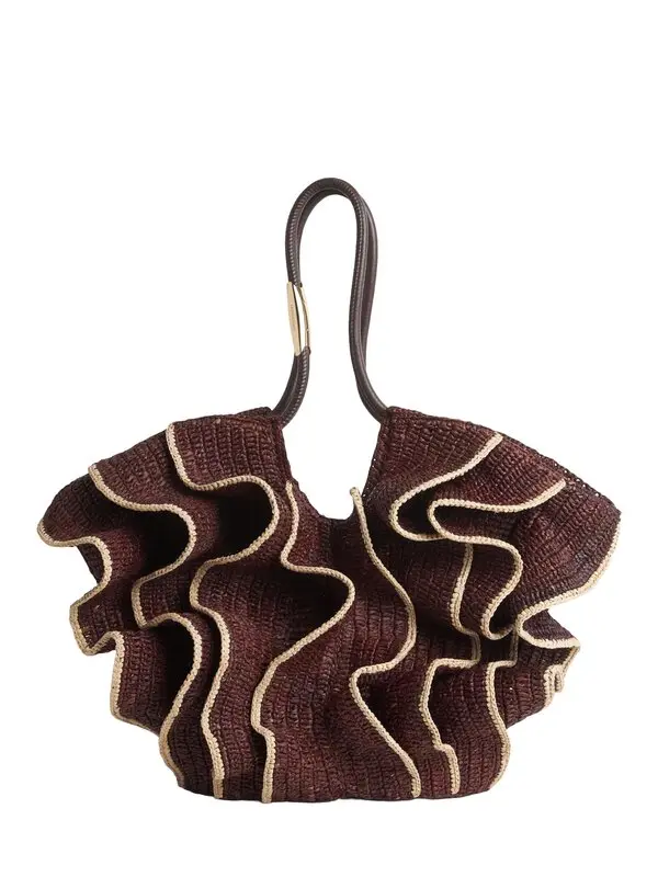 Zimmermann Raffia Ruffled Tote Bag - Brown