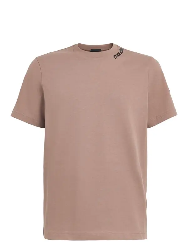 Moncler Cotton Embroidered Logo T-shirt - Brown