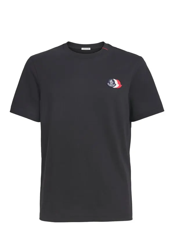 Moncler Cotton Logo Patch T-shirt - Black
