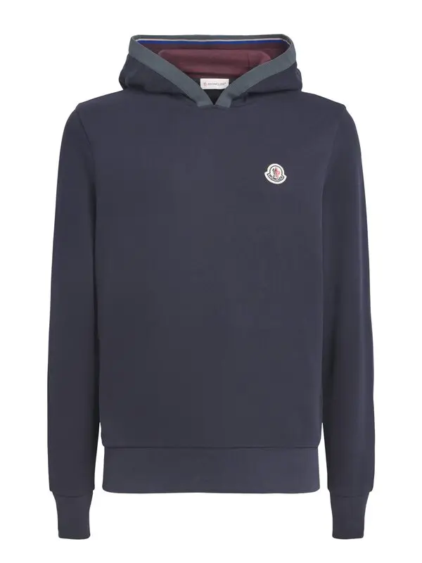 Moncler Cotton Logo Patch Hoodie - Navy