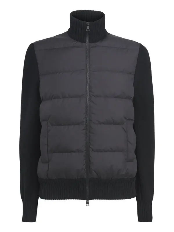 Moncler Down Hybrid Zip-up Cardigan - Black