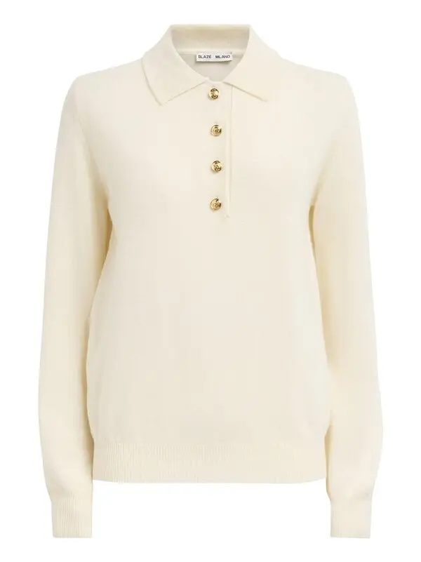 BLAZÉ MILANO Wool-cashmere Highland Polo Sweater - Ivory