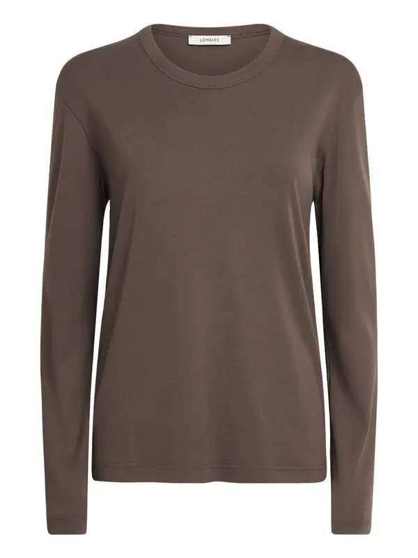LEMAIRE Cotton Ribbed Long-sleeve T-shirt - Brown