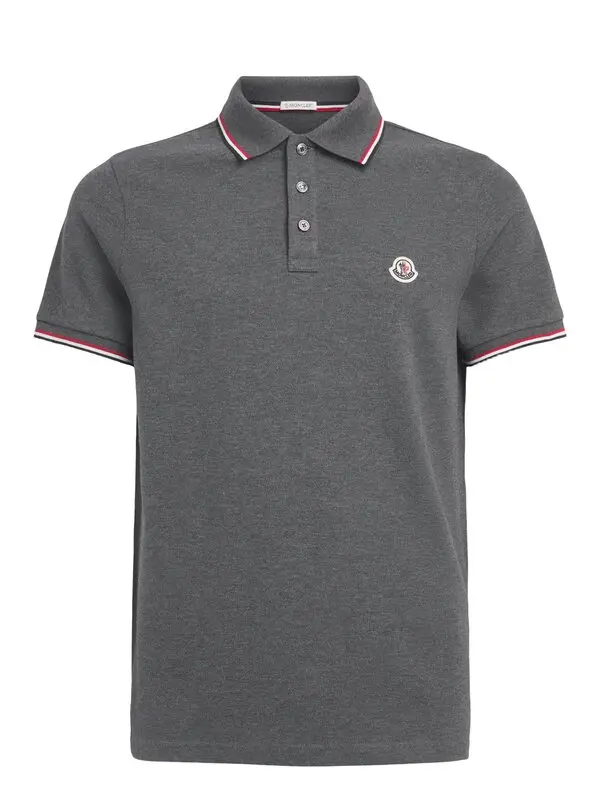 Moncler Cotton Logo Polo Shirt - Grey