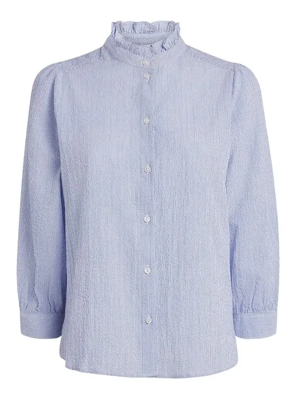 ME+EM Seersucker Stripe Blouse - Blue