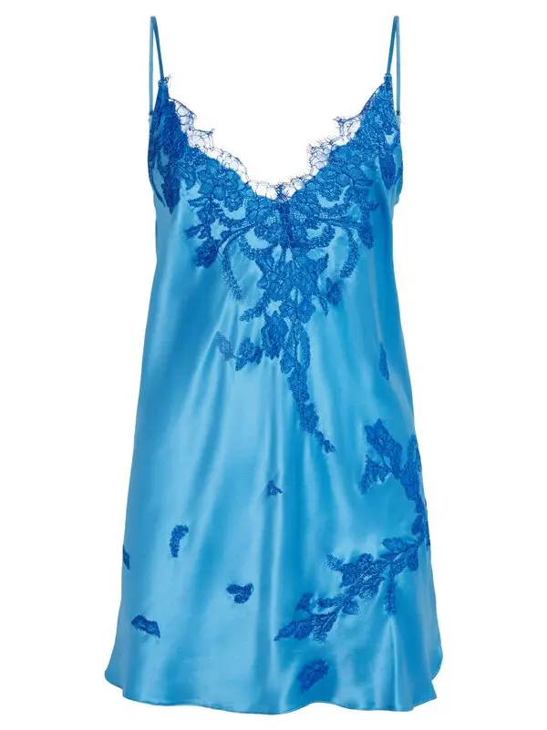 TORLOWEI Silk Tokini Mini Slip Dress - Blue