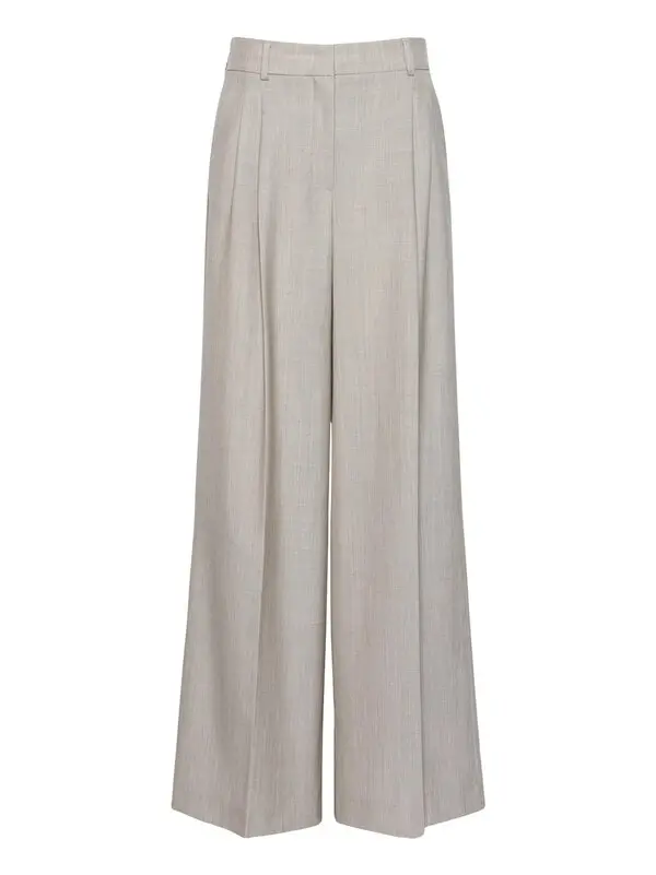 Max Mara Virgin Wool Wide-leg Trousers - Beige