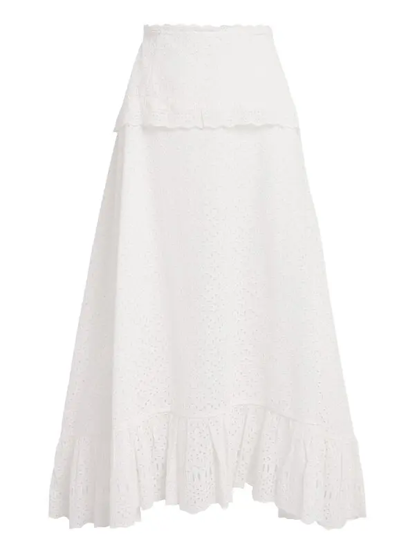 Ulla Johnson Broderie Anglaise Violetta Midi Skirt - White