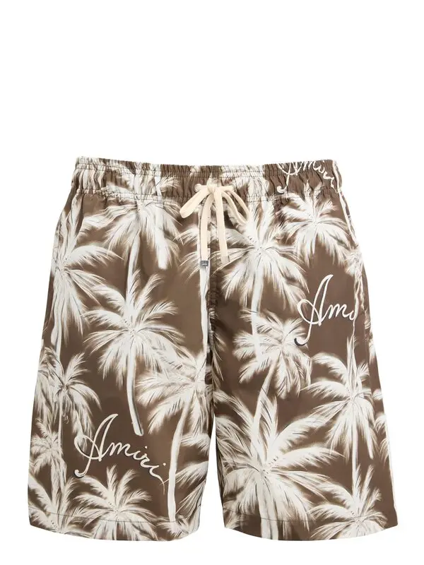 Amiri Palms Swim Shorts - Brown