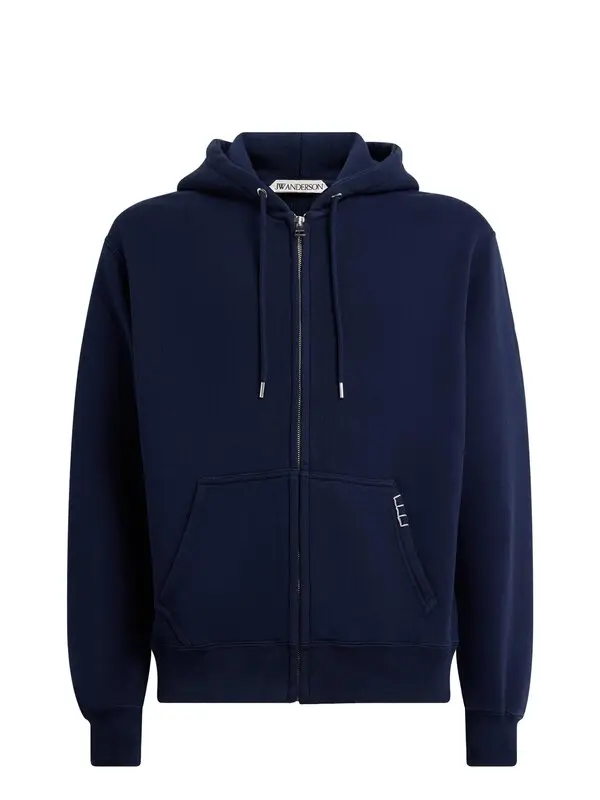 JW Anderson Cotton Zip-up Hoodie - Blue