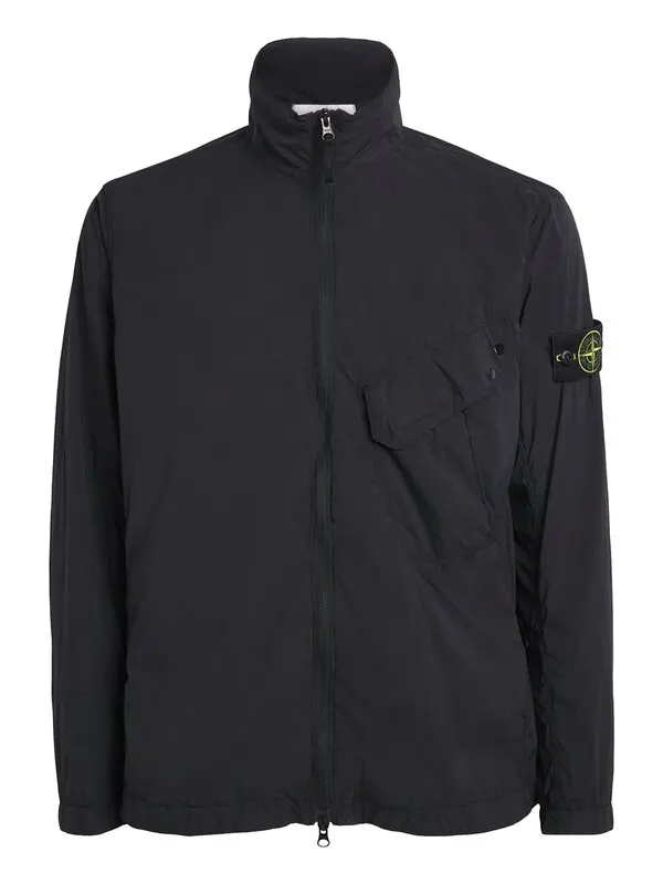 Stone Island Stretch-nylon Zip-up Overshirt - Black