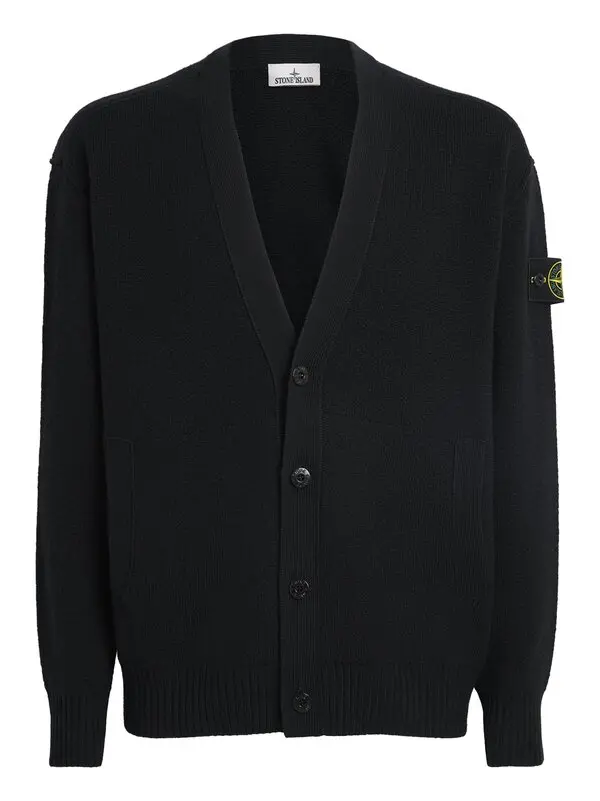 Stone Island Virgin Wool Cardigan - Black
