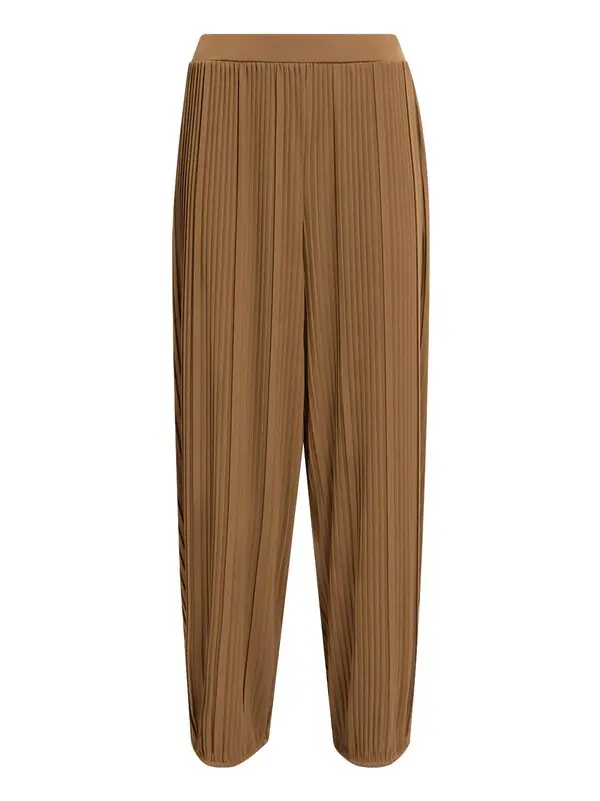 Max Mara Chiffon Plissé Pleated Trousers - Brown
