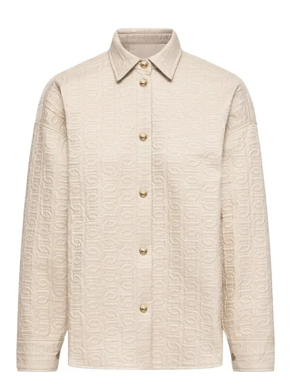 Moncler Chain Quilted Padded Shirt Jacket - Light Beige