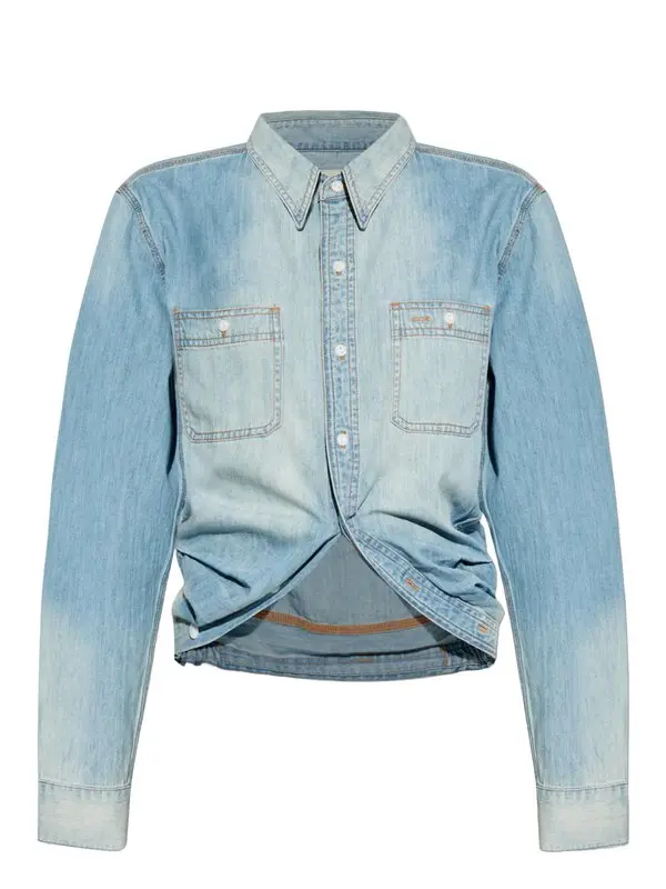 R13 Wrap Denim Shirt - Blue