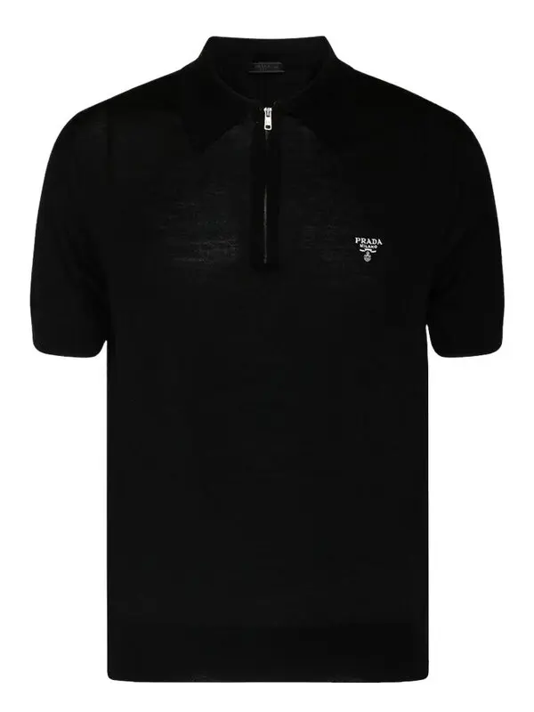 Prada Half-zipper Short-sleeved Polo Shirt - Black
