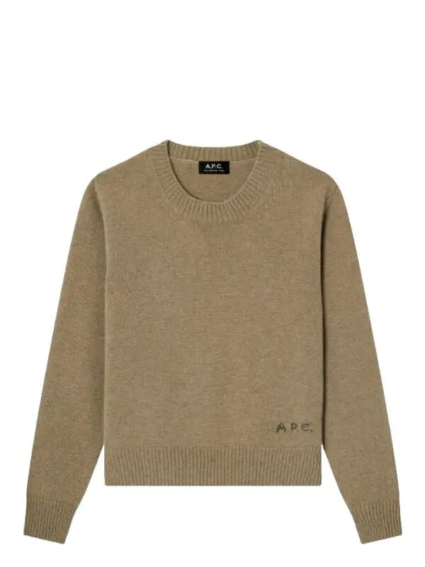 A.p.c. Logo-embroidered Wool Sweater - Beige