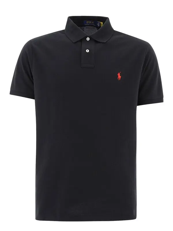 Polo Ralph Lauren Logo Embroidered Polo Shirt - Black