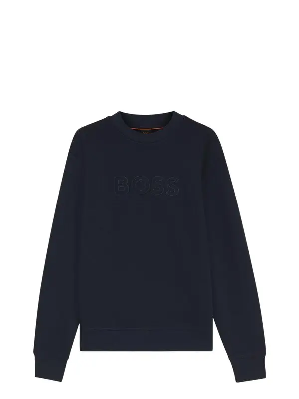 Hugo Boss Relaxed-fit Sweatshirt In Cotton Terry With Embroidered Logo - Dark Blue